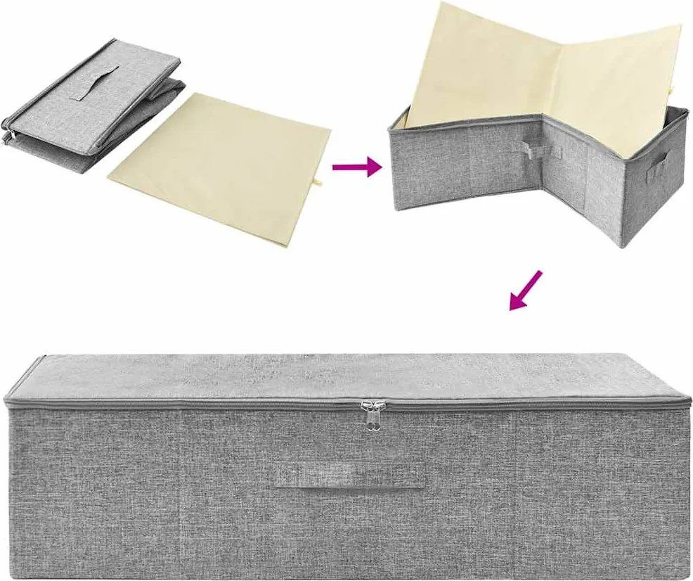 Úložné boxy 2 ks textil 70 x 40 x 18 cm šedé 332906