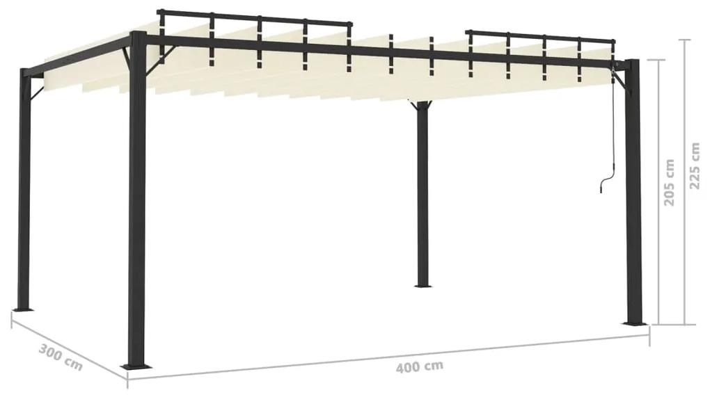 Altán s lamelovou střechou 3 x 4 m krémová tkanina a hliník,  313927