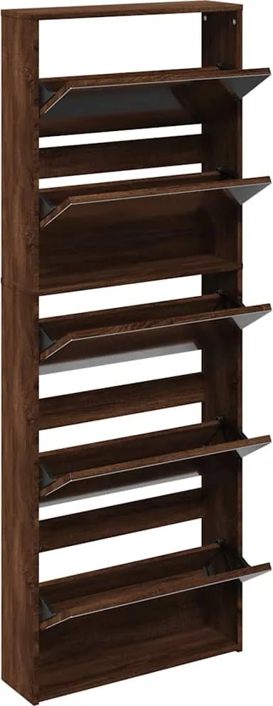 Botník se zrcadlem 5patrový hnědý dub 63 x 17 x 169,5 cm 3228285