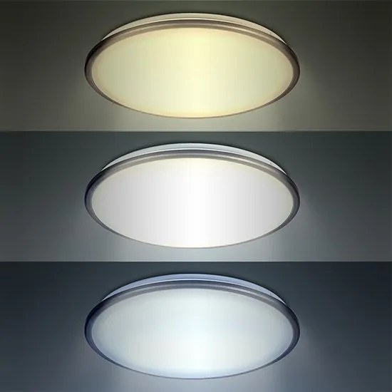 SOLIGHT LED stropní osvětlení SILVER, 24W, teplá bílá-studená bílá, 39cm, kulaté WO761