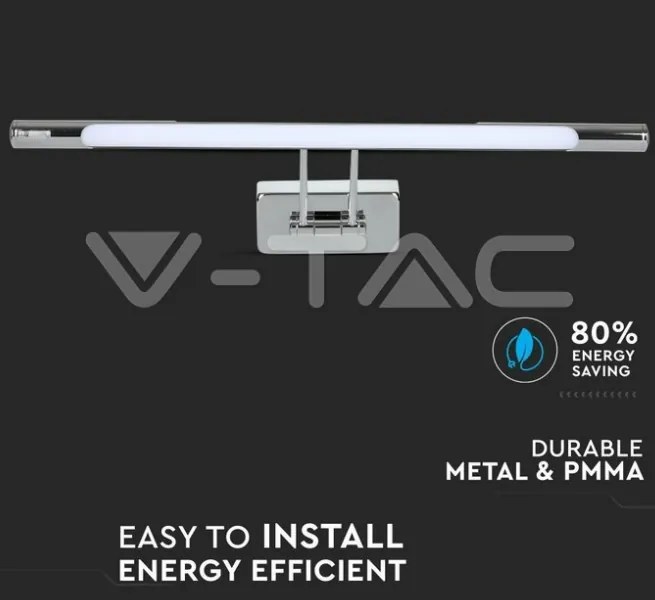 V-TAC Zrcadlové LED svítidlo 8 W Chrome, teplá bílá, 500 mm