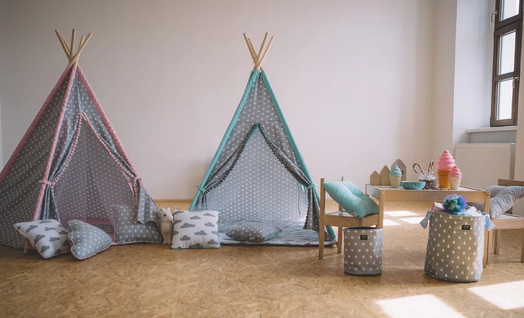 Vigvam design Teepee Stars Mint - ČTVERCOVÉ BEZ DOPLŇKŮ