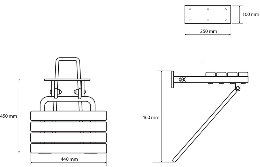 Sapho Sapho, HANDICAP sklopné sprchové sedátko s opěrnou nohou, 44x45cm, bílá, XH001