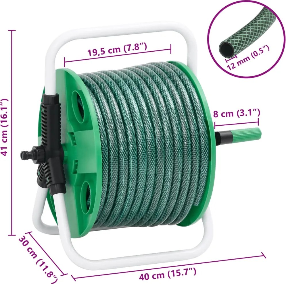 Volně stojící zelený hadicový naviják s 30m hadicí PVC 3281508