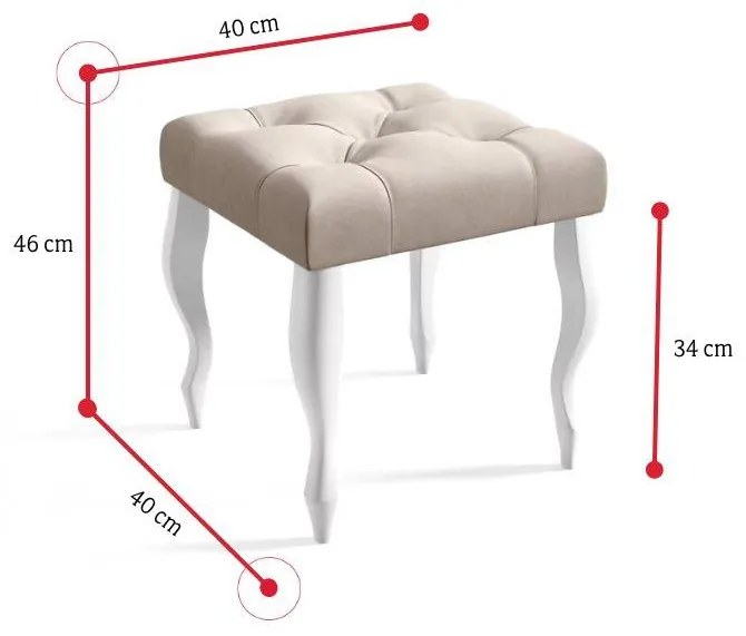 Taburet CHESTERFIELD, 40x46x40, trinity 02/bílá