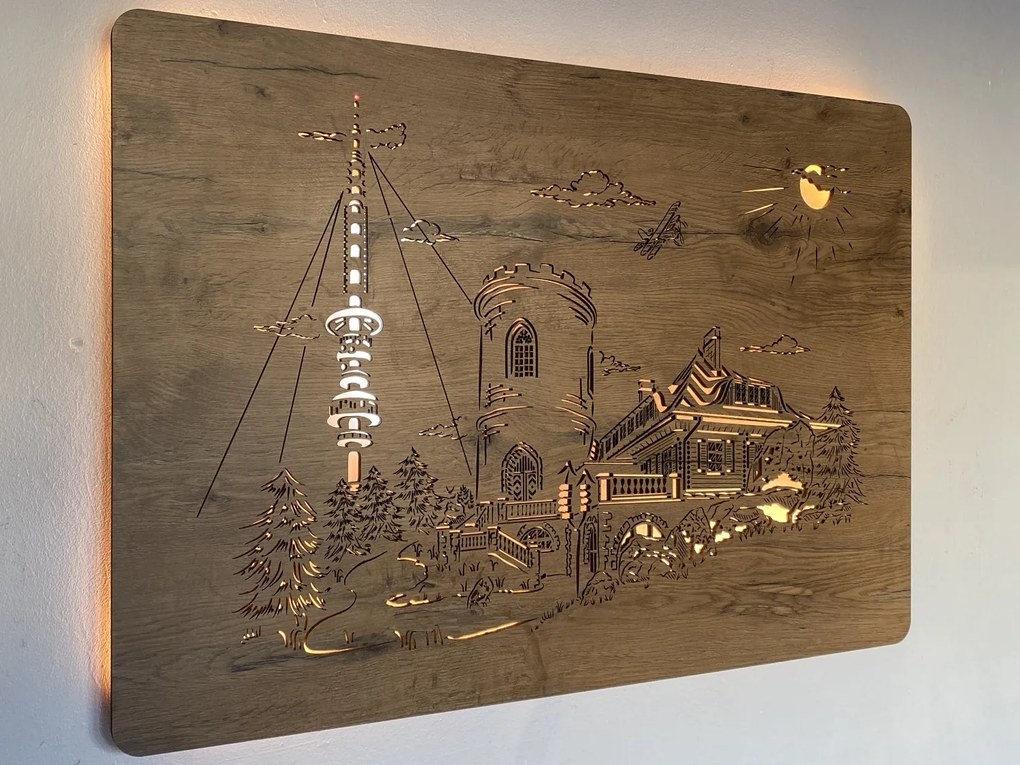 Li-Go "Kleť" světelný obraz 230V 90x62cm provedení povrchu: dub světlý