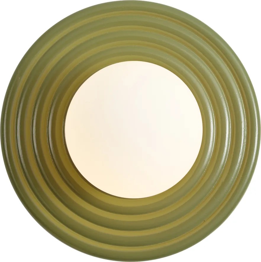 Retro nástěnná lampa zelená s kulatým opálovým sklem 20cm IP44 - Lila