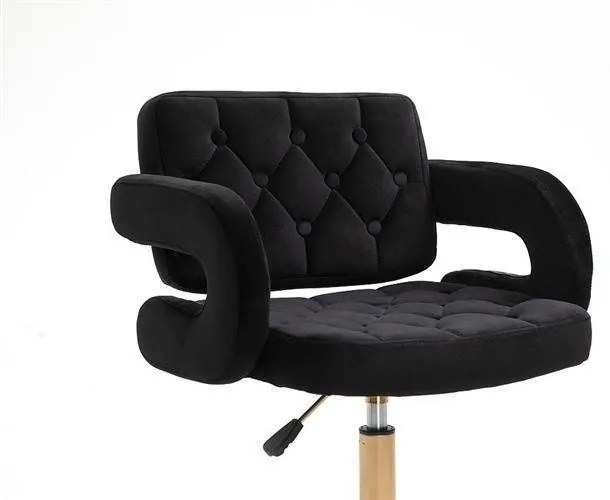 LuxuryForm DESIGN Barová židle ADRIA VELUR s kulatou stříbrnou podstavou - černá