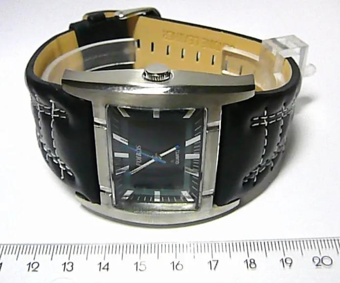 Foibos Mohutné moderní obrovské hranaté dámské hodinky Foibos 1881 s černým páskem