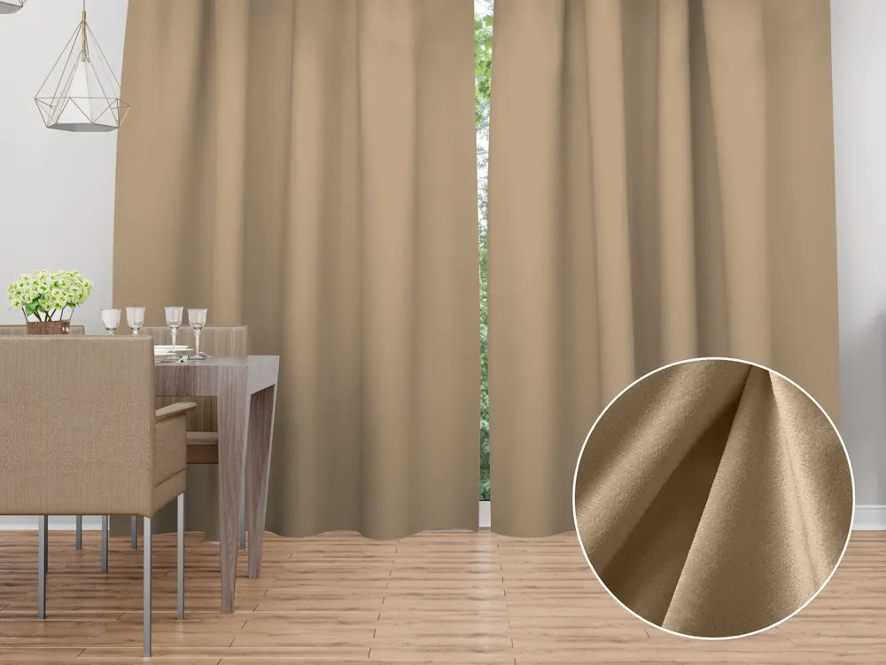 Biante Sametový závěs Velvet Premium SVP-045 Kávově béžový - šířka 135 cm 135x170 cm