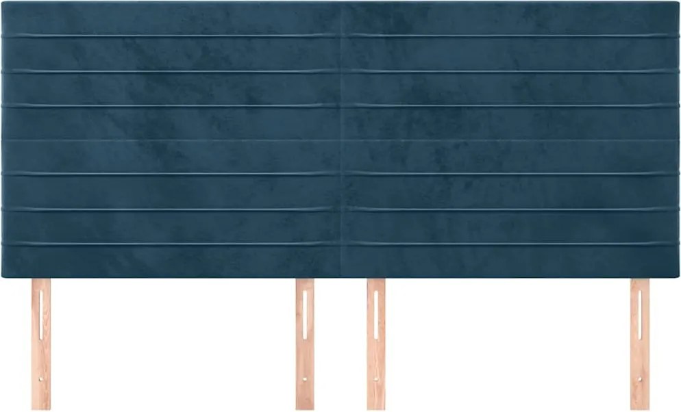 Čelo postele tmavě modré 200x5x118/128 cm sametové 3116542