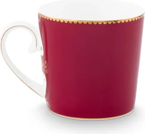 Pip Studio Love Birds hrnek s jelenem 165ml, tmavě červený (Porcelánový hrnek Love Birds s motivem jelena)