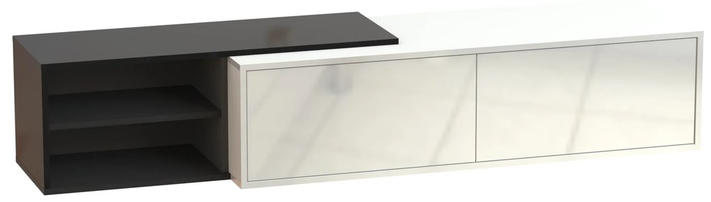 TV stolek/skříňka Sygalla II (černá + bílá + lesk bílý). 1025784