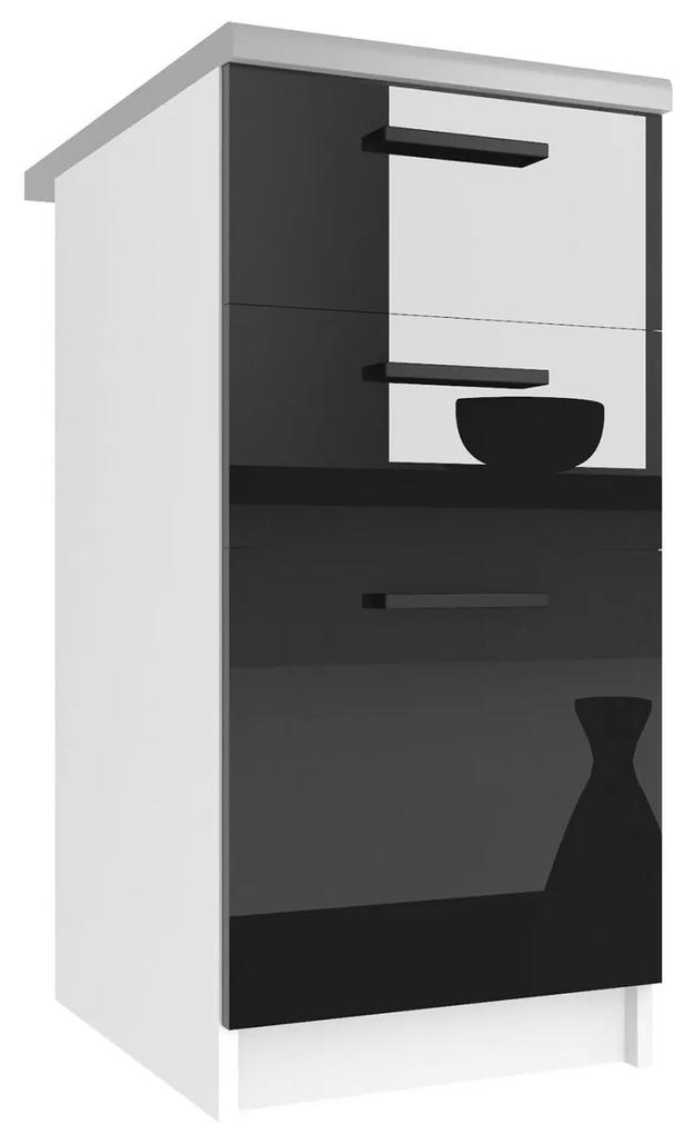 Kuchyňská skříňka Belini spodní se zásuvkami 40 cm černý lesk s pracovní deskou  INF SDSZ40/1/WT/B/0/B1