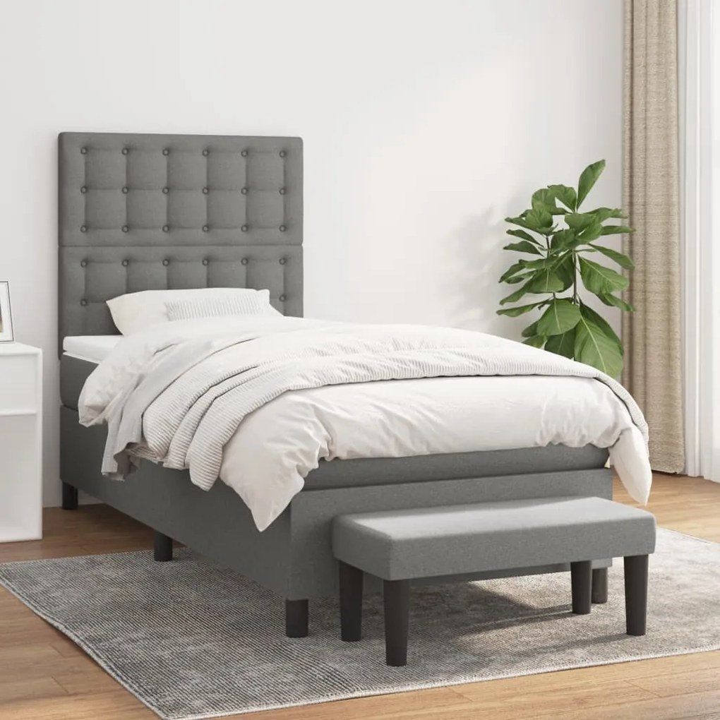 Box spring postel s matrací tmavě šedá 90x190 cm textil 3136878