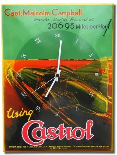 Retro smaltové hodiny Castrol