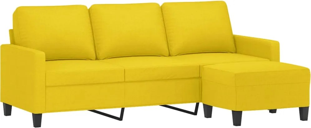 3místná pohovka s podnožkou světle žlutá 180 cm textil 3201042