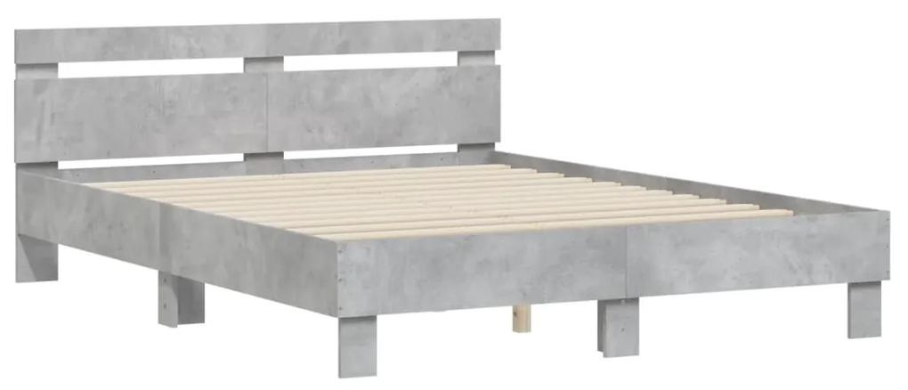 vidaXL Rám postele s čelem betonově šedý 140 x 200 cm kompozitní dřevo