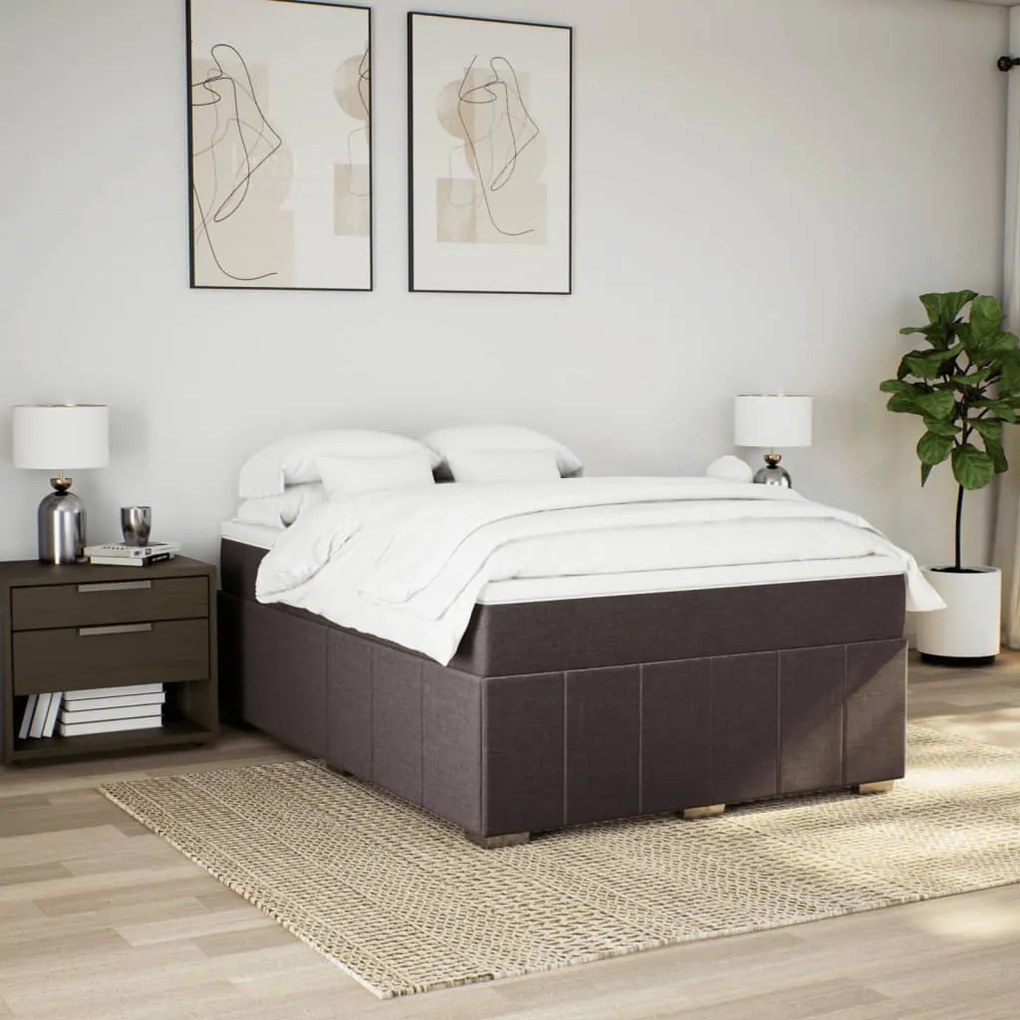 Box spring postel s matrací tmavě hnědá 140x200 cm textil 3285480