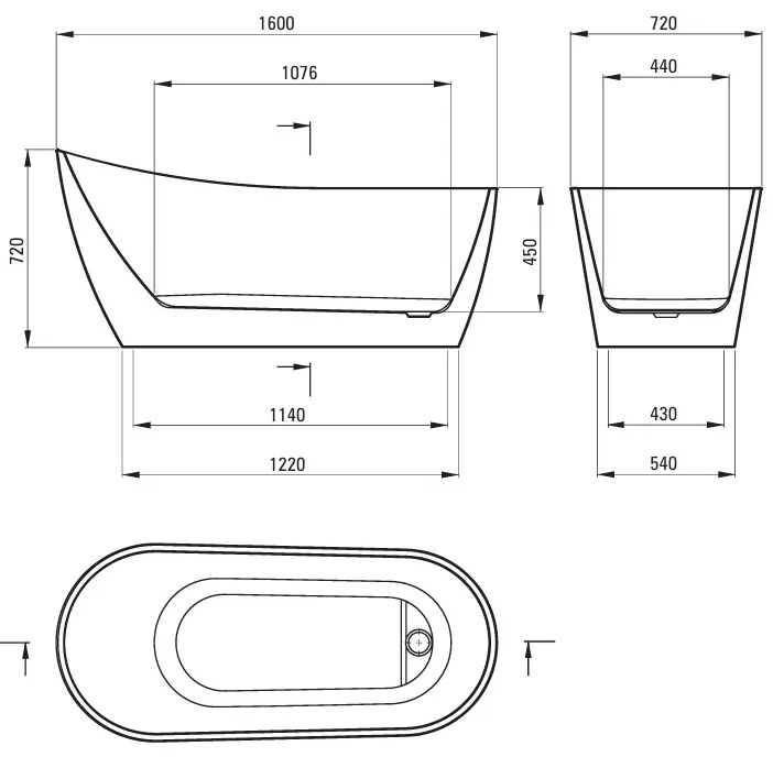Deante Arnika, volně stojící akrylátová vana 160x72 cm, bílá lesklá, DEA-KDA_016W