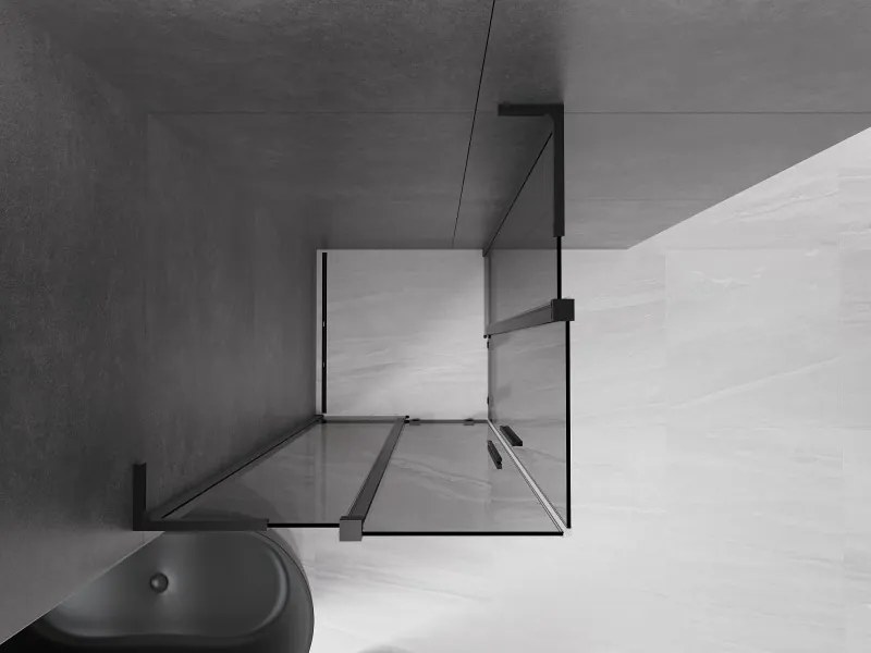 Mexen Velar L Duo, sprchový kout s posuvnými dveřmi 90 x 90 cm, 8mm šedé sklo, černá matná, 871-090-090-02-43-70