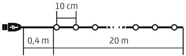 LED RGB Vánoční stmívatelný řetěz 200xLED/29 funkcí 20,4m