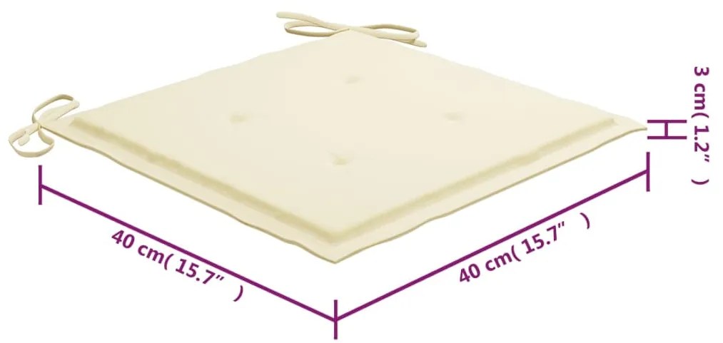 vidaXL Marketos Zahradní židle s krémovými poduškami 4 ks masivní teak