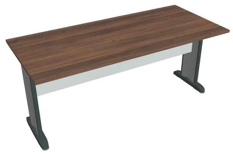 Stůl jednací rovný 180 cm - Hobis Cross CJ 1800 Dekor stolové desky: ořech, Dekor lamino podnože: šedá, Barva nohou: černá
