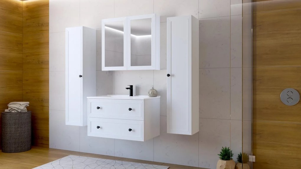 Koupelnová skříňka TORETO SLU-80 bílá, zrcadlo 80
