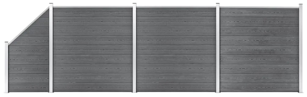Plotová sada WPC 3 čtvercové + 1 šikmý díl 619 x 186 cm šedá 3053235