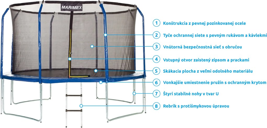 Trampolína Marimex 396 cm + ochranná síť + žebřík