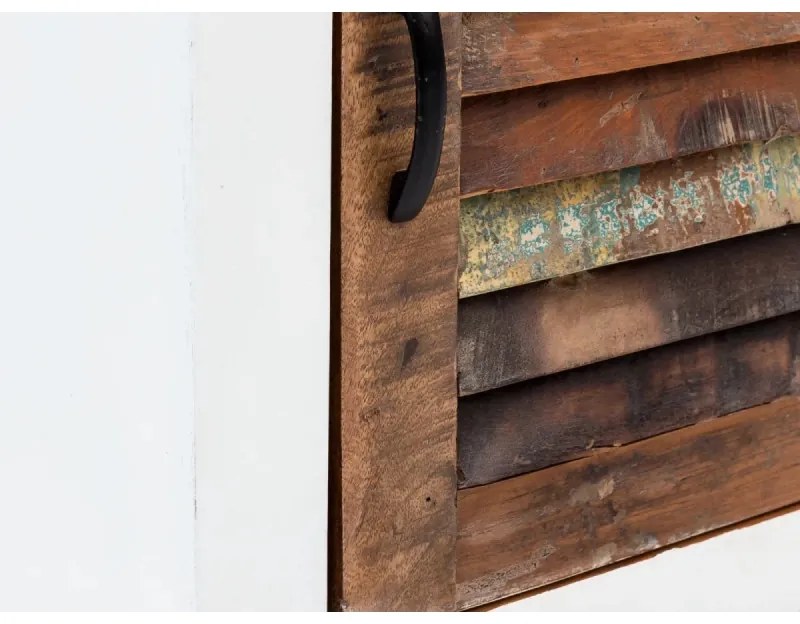 furniture-nabytek.cz - Masivní koupelnová spodní skříňka Perano z recyklovaného dřeva, lakovaná, bílá / barevná – 46×43×80 cm