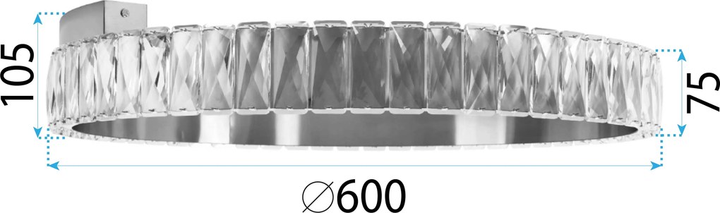 Toolight Toolight, LED křišťálové závěsné svítidlo 60cm, APP1506-C, zlatá matná, OSW-06790