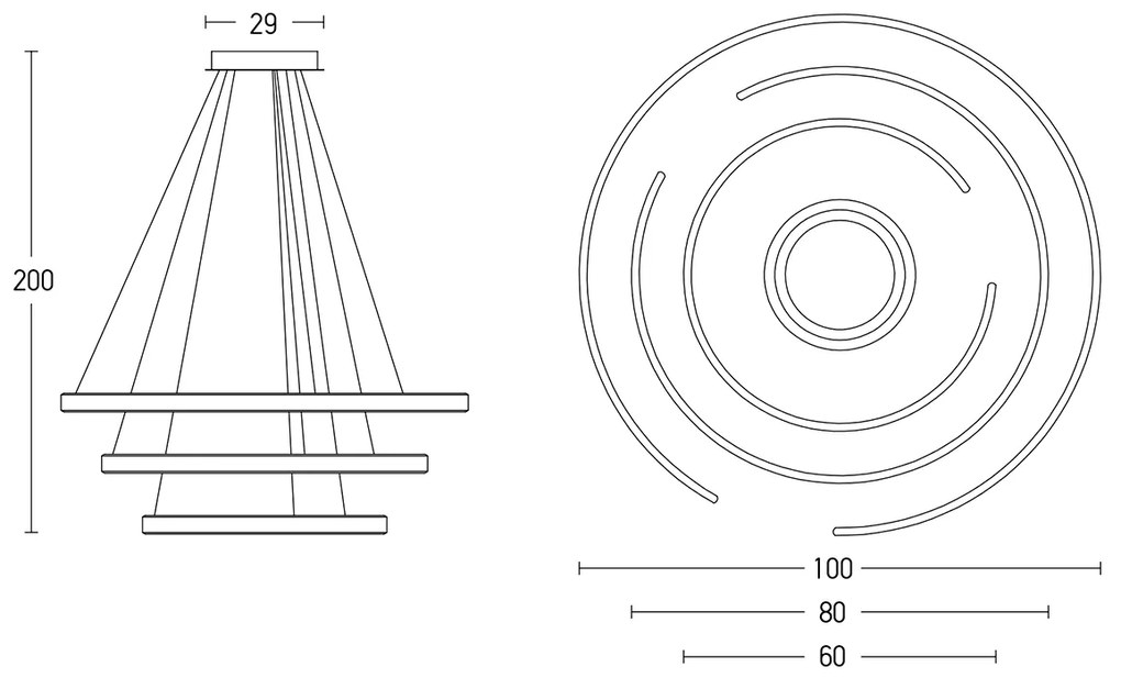 Zambelis 2015 závěsné LED stmívatelné svítidlo kávová, 120W, 3000K, ø100cm