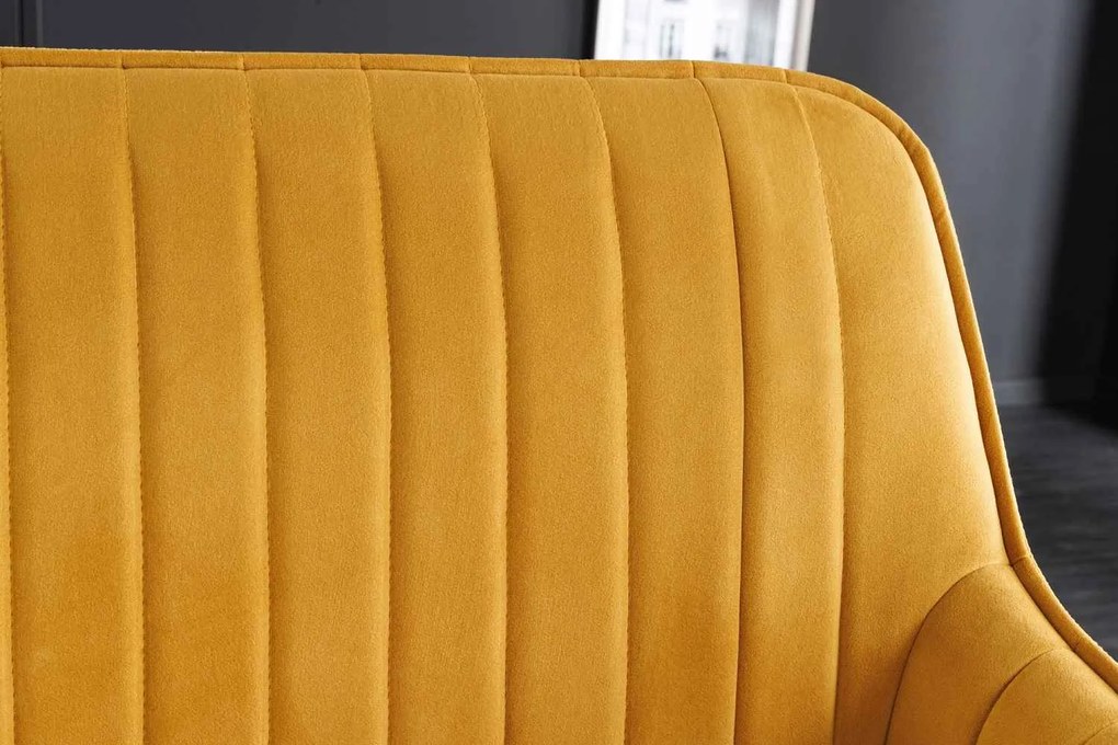 Designová lavice Esmeralda 160 cm hořčičný samet