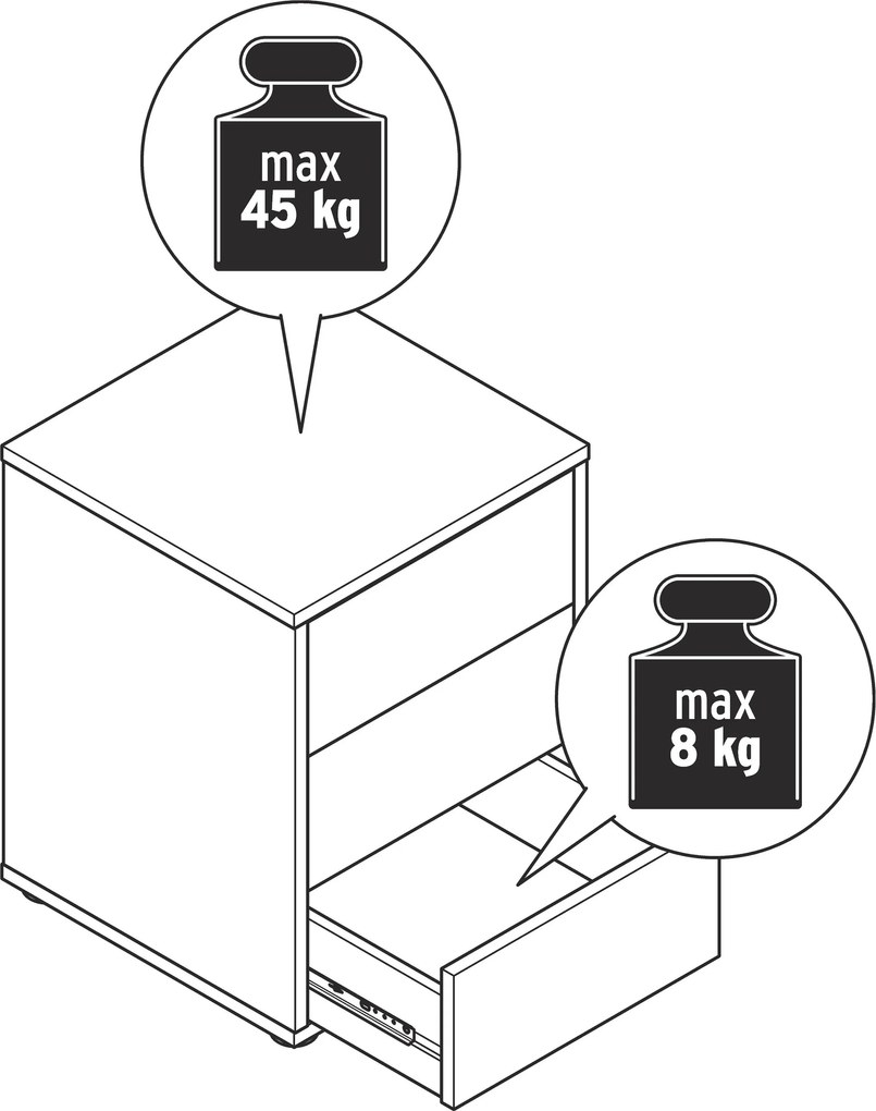Tchibo - Noční stolek boxspring - barva: bílá