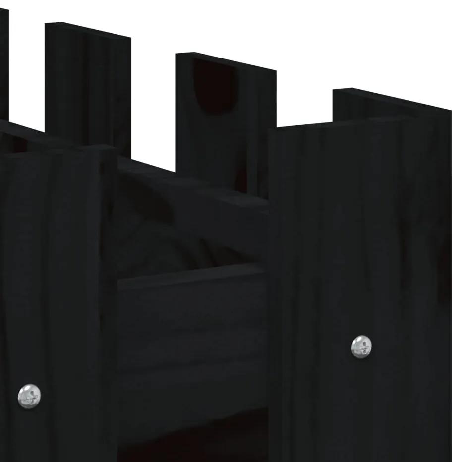 Vyvýšený záhon plotový design černý 100x50x50 cm masiv borovice,  832479