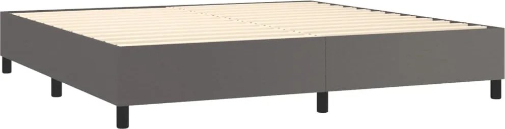 Box spring postel s matrací a LED šedá 200x200 cm umělá kůže 3135847