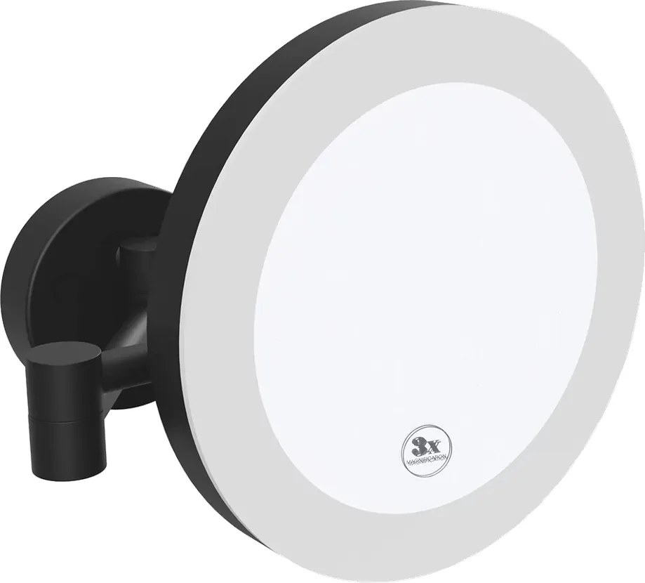 Sapho Sapho, X-ROUND BLACK závěsné kosmetické zrcadlo LED, průměr 200mm, černá, XR016B