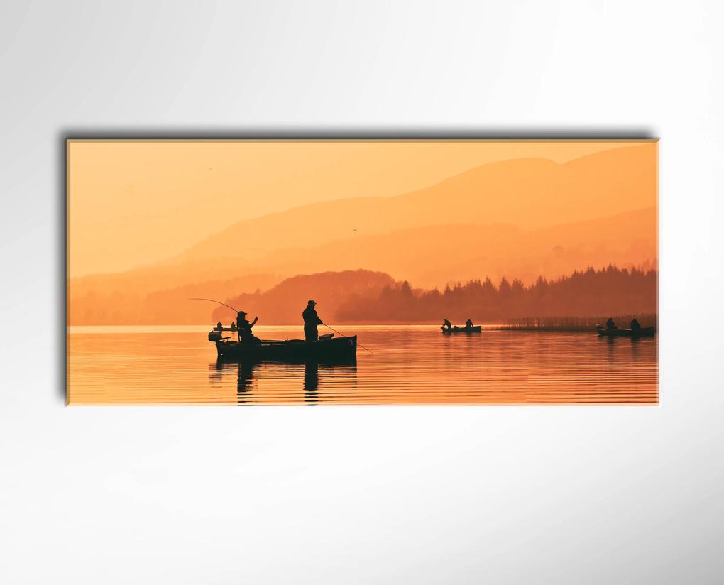 Malvis ® Obraz Rybáři na lodích ROZMĚR (šířka x výška): jednodílný obdélník 100x45 cm