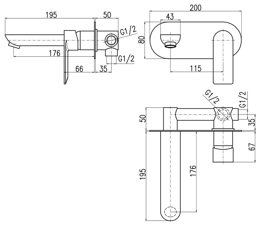 Slezák Rav Nil umyvadlová baterie podomítková 1 cestná černá NL135CMAT