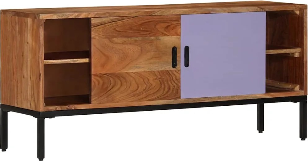 TV skříňka medově hnědá a šedá 110 x 30 x 50 cm masivní akácie 337076