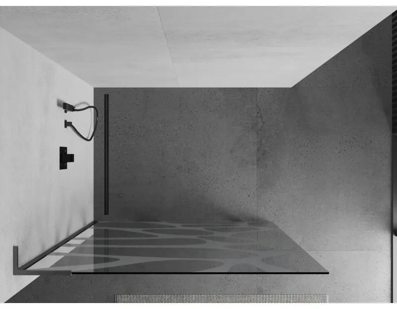 Mexen Kioto L, sprchová zástěna Walk-In 100 x 200 cm, 8mm čiré sklo bílý vzor, grafitový profil, 800-100-103-66-97