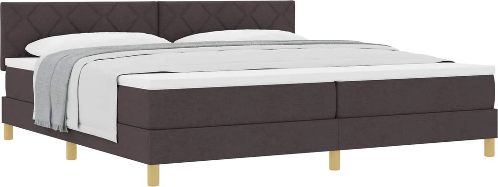 Postel s boxspringem s čelo Tmavě hnědá 200 x 200 cm textil 3339024
