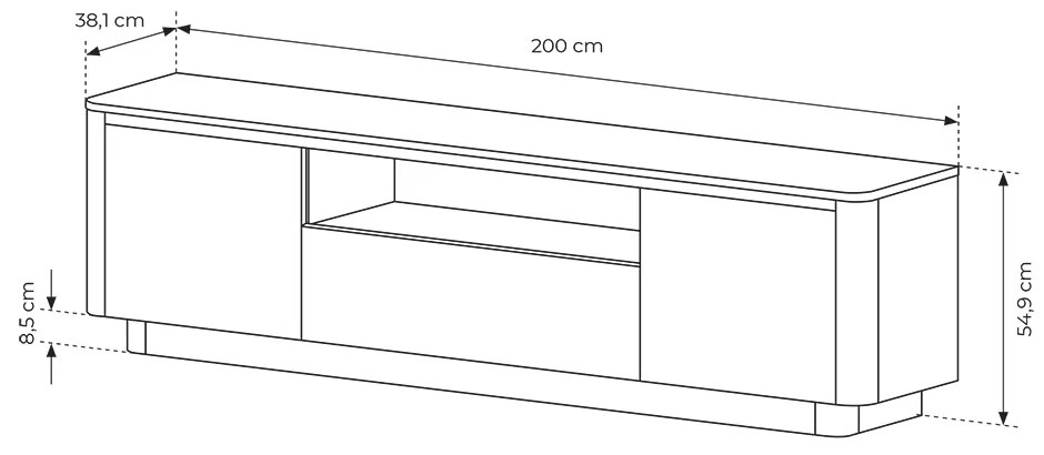 Obývací stěna TORRO A | 3 díly | 476 cm | dub cremona/černá
