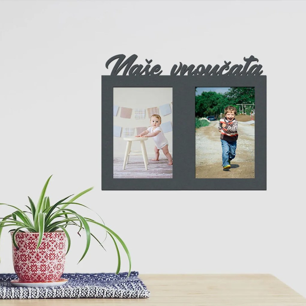 dřevo života Dřevěný fotorámeček Naše vnoučata Zvolte barvu dekoru: Wenge, Zvolte velikost fotografie (cm): 13x18, Počet fotorámečků: 2