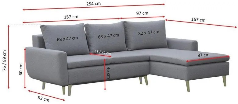 Rohová sedací souprava Enjoy, šedá látka