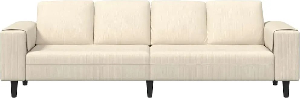 Pohovka Krémová 250 x 77 x 76 cm Žebrovaná látka 3335102