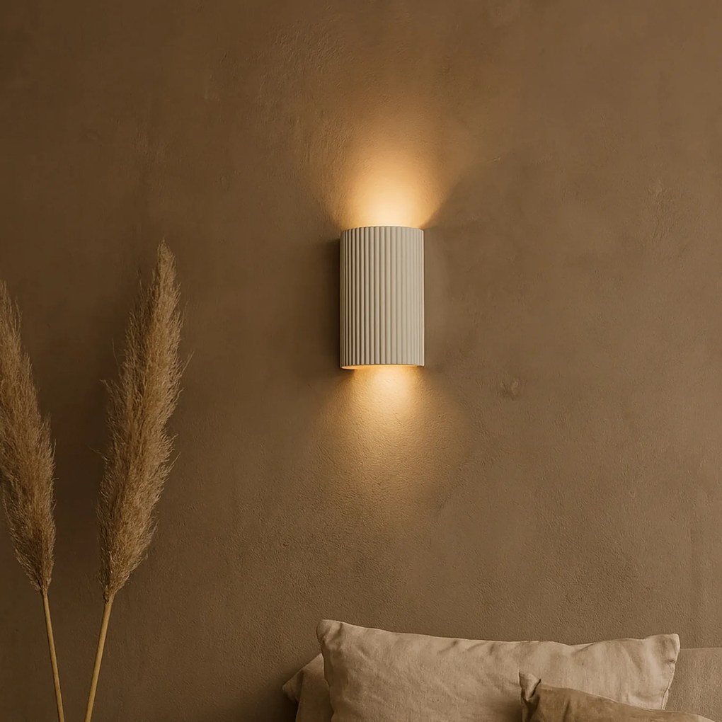 Skandinávská nástěnná lampa béžová půlkruhová 2-světla - Plaster