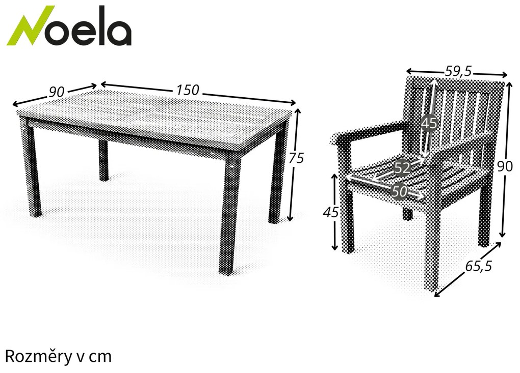 Noela Zahradní teakový set Garden I + 6x křeslo Kingsbury